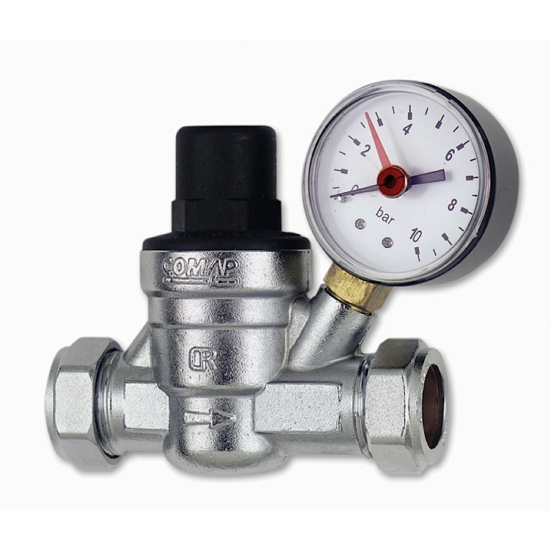 Pressure Reducing Valve with Gauge 22mm / 15mm